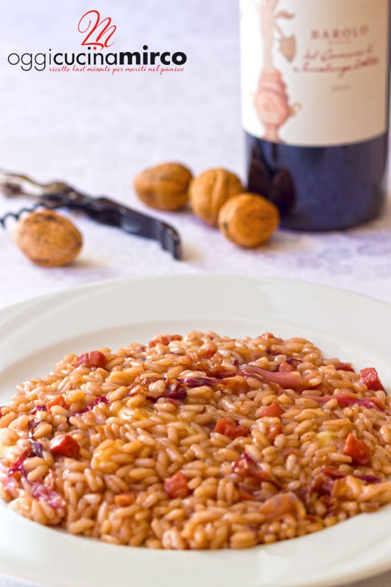 Risotto al Barolo con radicchio, pancetta e scamorza | OggiCucinaMirco